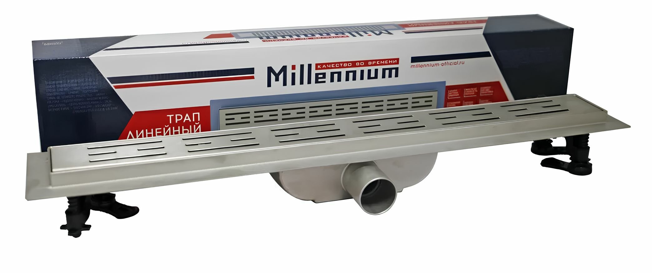 Душевой лоток Millennium TLNB4008 80 см (решётка Base). Нержавеющая сталь. С сухим и гидрозатвором