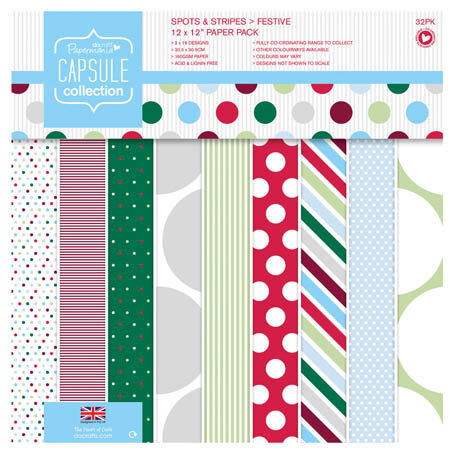 Набор бумаги для скрапбукинга Spots & Stripes Festive - PMA160209