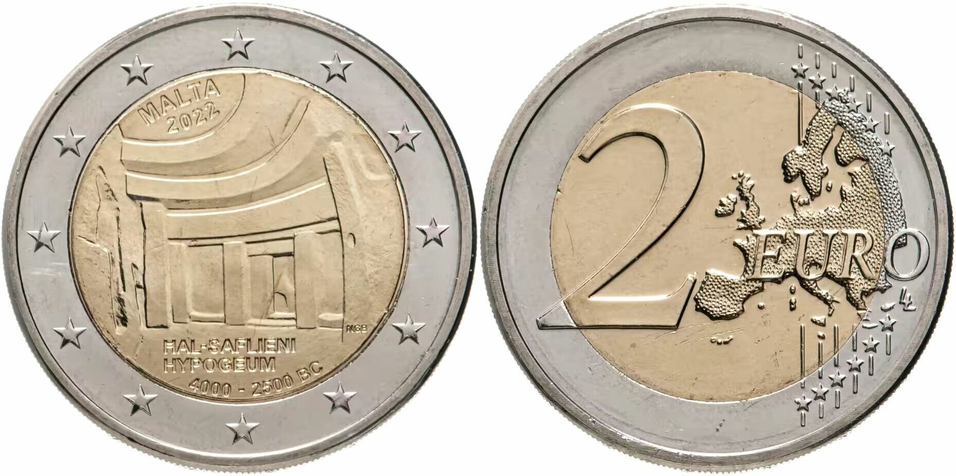 Мальта 2 евро 2022 Доисторические места Мальты - Хал-Сафлиени UNC