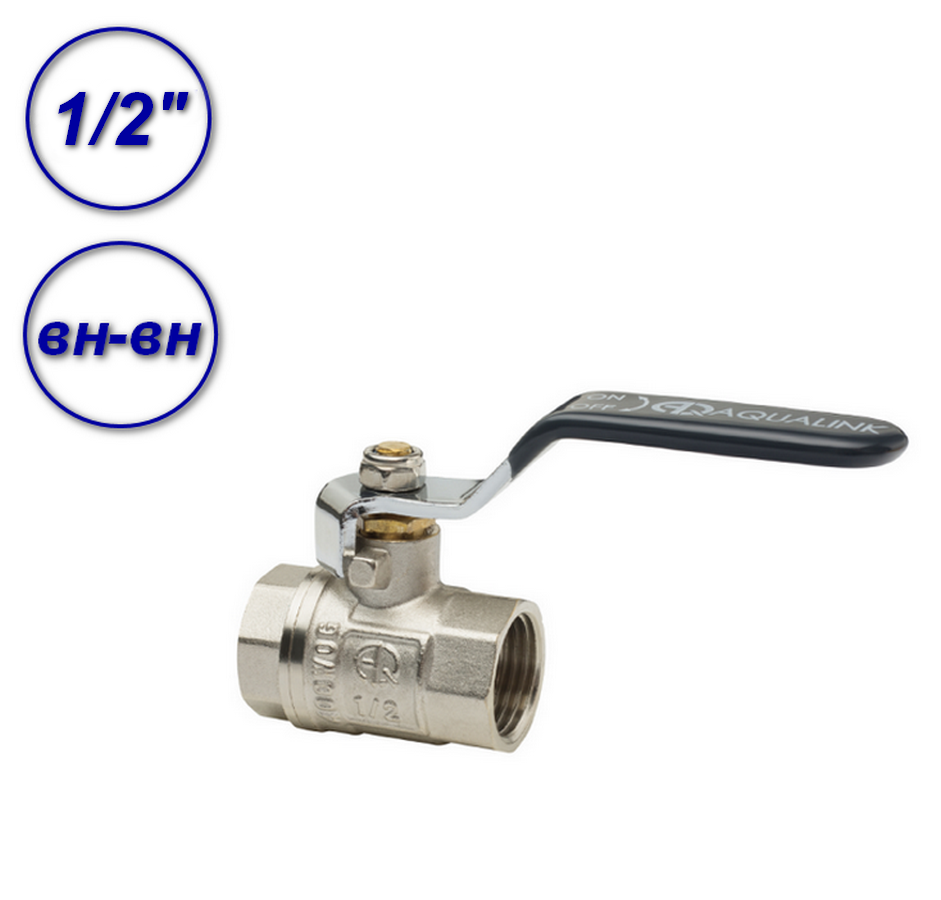 Кран шаровой для воды полнопроходной, вн-вн 1/2" Aqualink, ручка-рычаг 1 шт