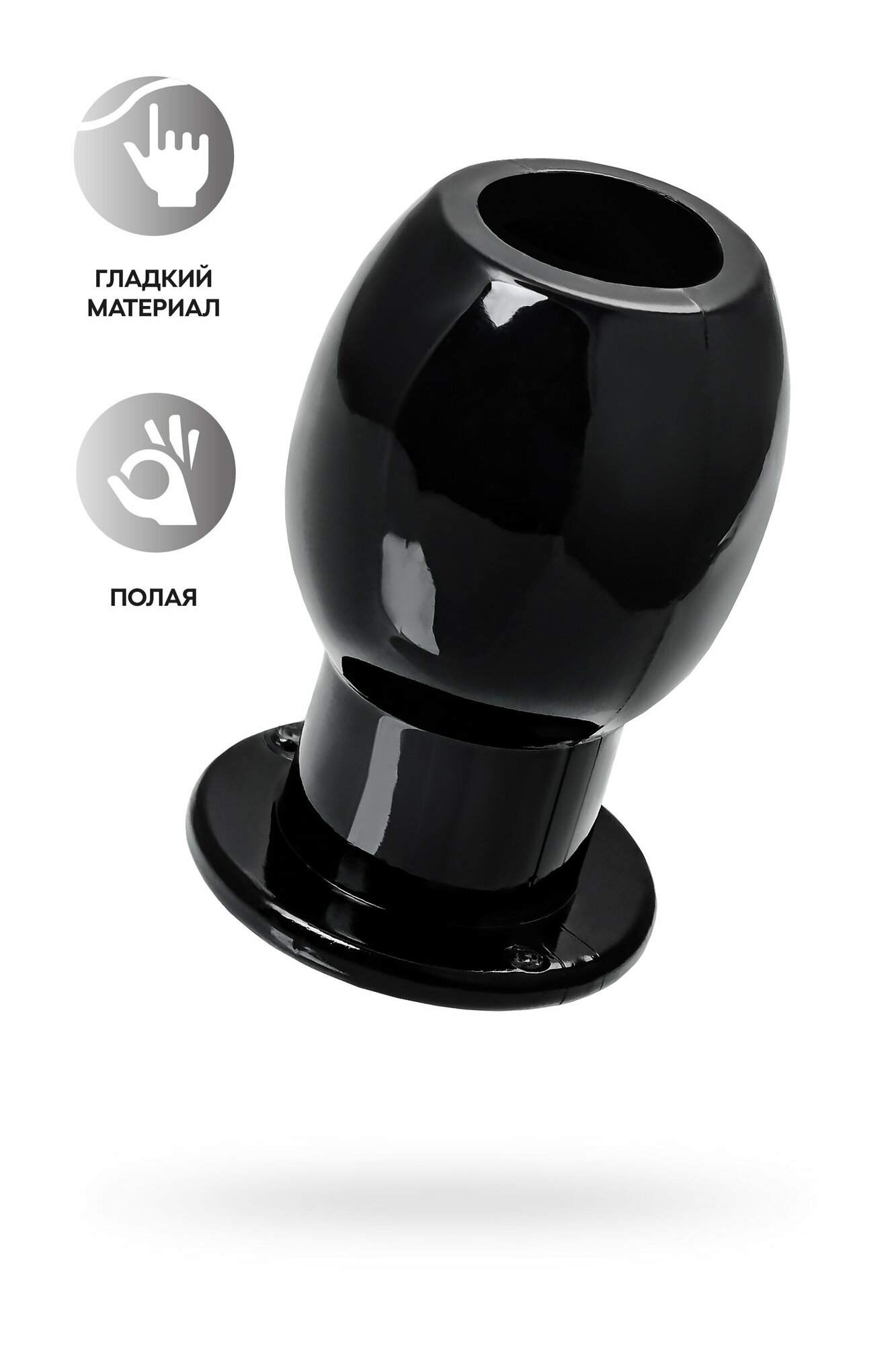 Анальная втулка ToyFa Basic L, сквозной тоннель для лубрикантов, черная, 7,5 см