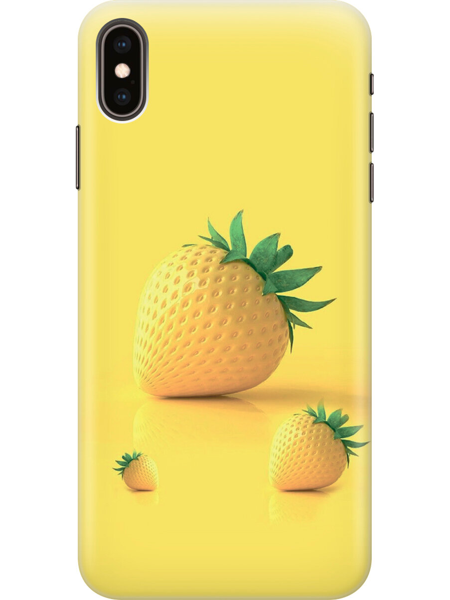Силиконовый чехол на Apple iPhone XS Max / Эпл Айфон Икс Эс Макс с рисунком "Желтая клубника"
