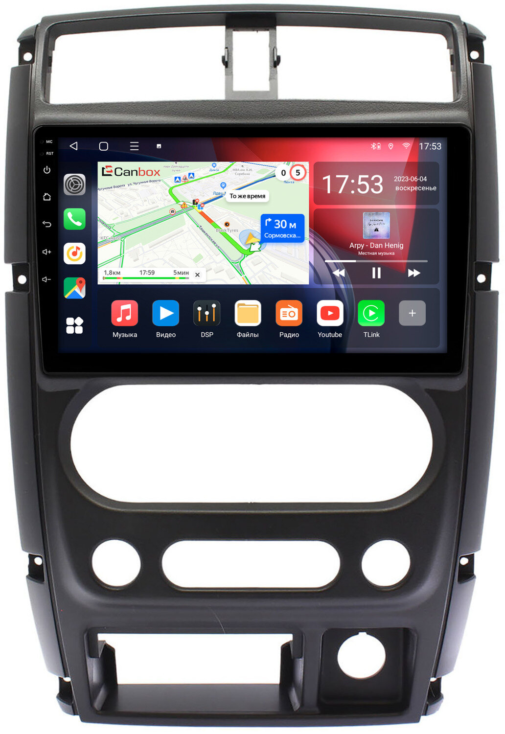 Штатная магнитола Suzuki Jimny 3 2005-2019 Canbox L-Line 4296-9-357 на Android 10 (4G-SIM, 6/128, TS18, DSP, QLed)