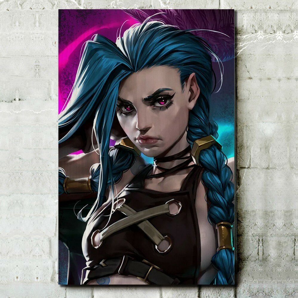 Картина интерьерная на дереве игра LOL (League of Legends, Jinx, Джинкс, XBOX, SWITCH, PC, PS) - 13575 В