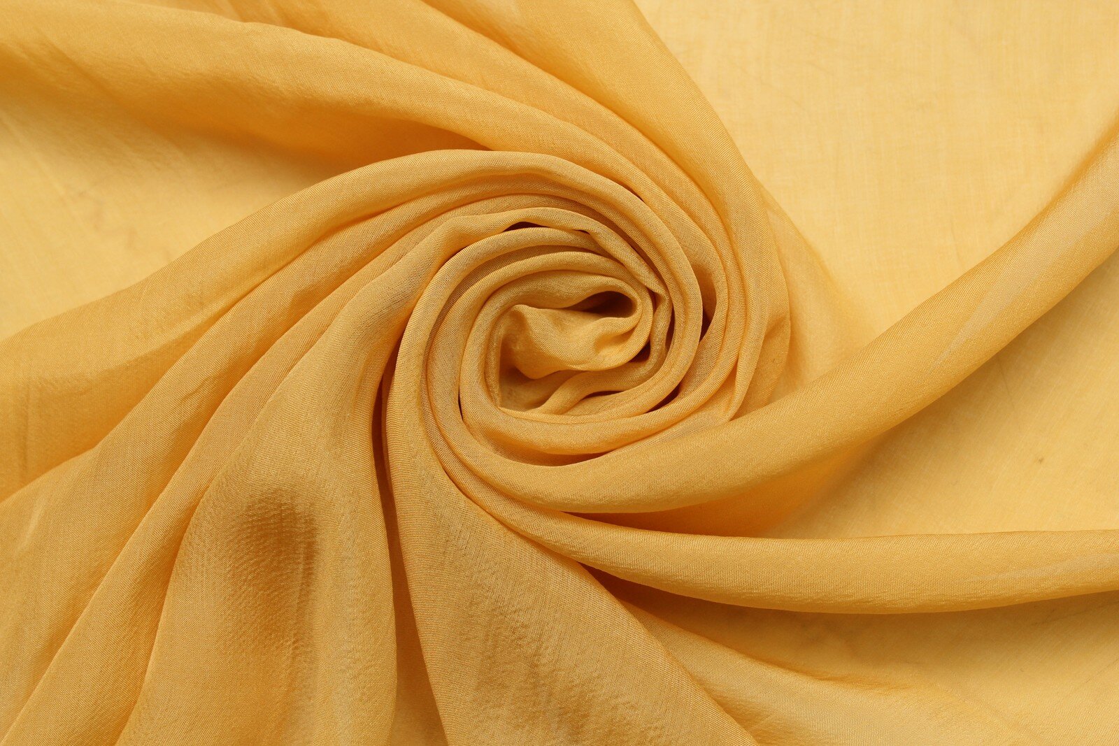 Ткань Шёлк-шифон горчично-жёлтый, нежный, ш128см, 0,5 м