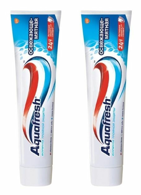 Aquafresh Зубная паста З+ Освежающе-мятная, 100 мл, 2 шт/