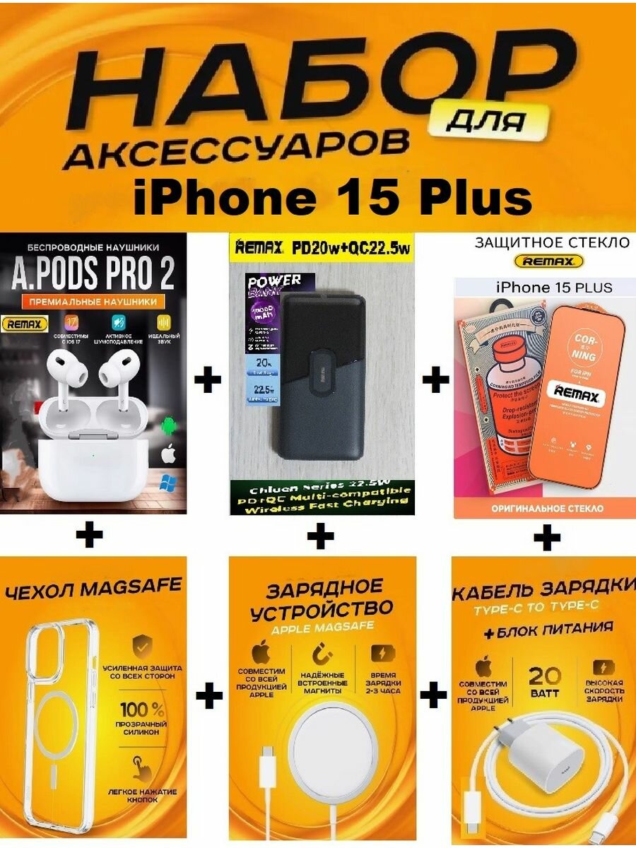 Подарочный набор Аксессуаров для iPhone 15 Plus