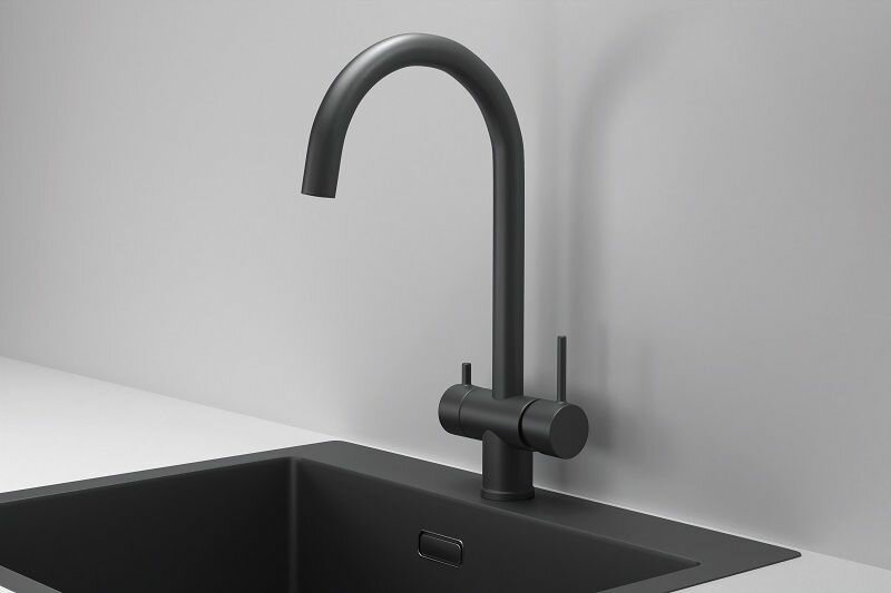 7104, черный матовый, Смеситель Кухонный