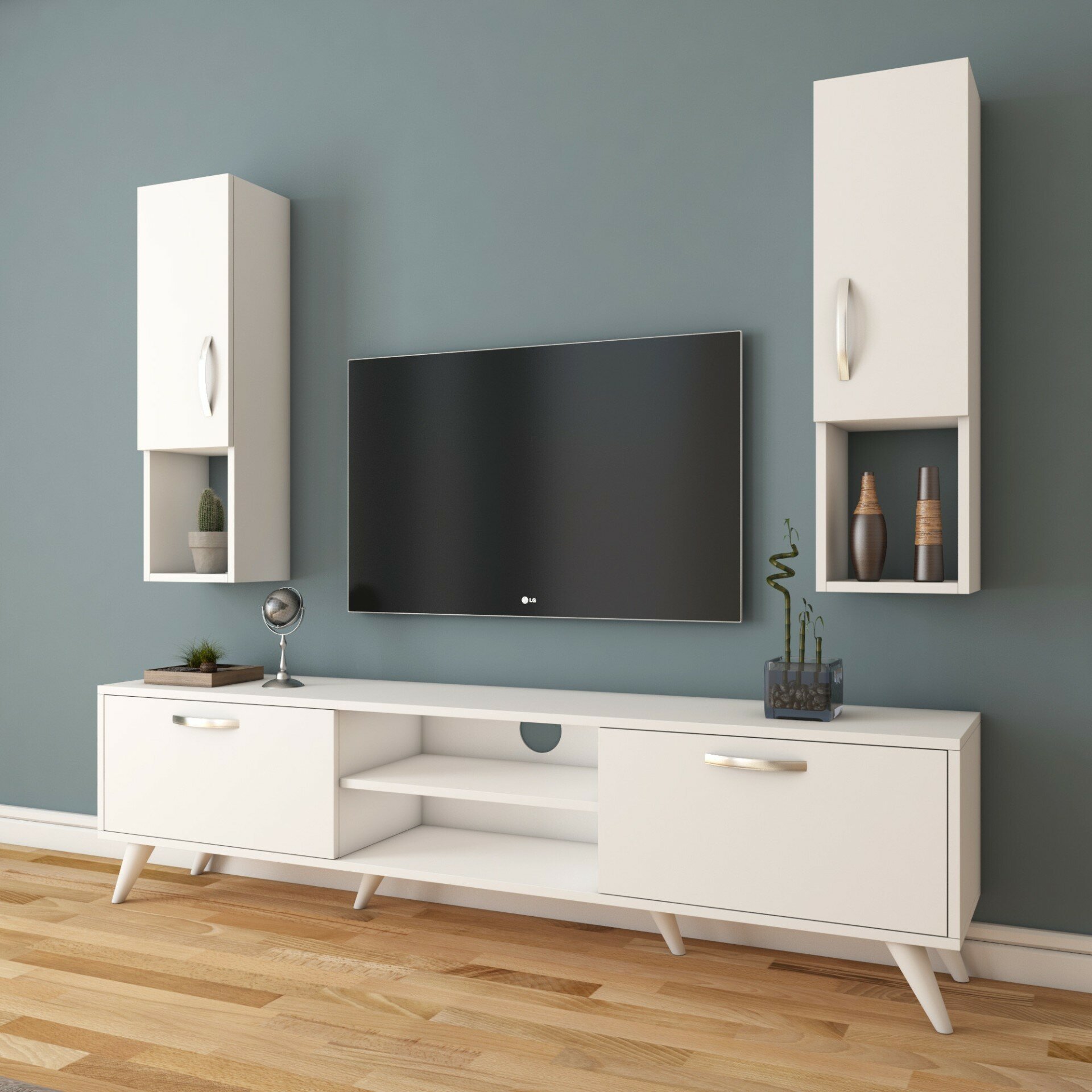 Гостиная Милана 2 Белый 101 NEW 180x35x180 см, GOODFORM