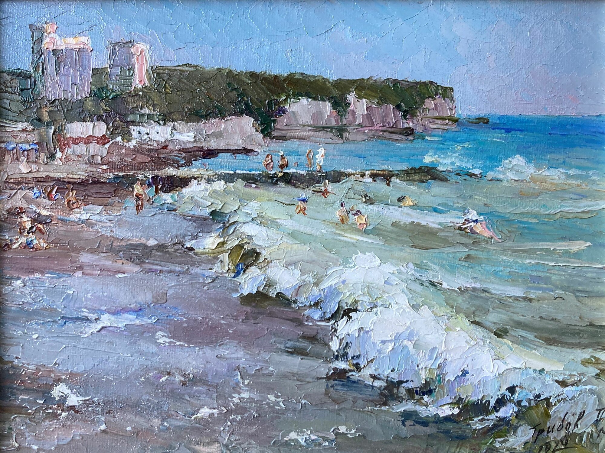 Картина "Дивноморск", 18х20 см, холст на картоне; масло, авторская работа;