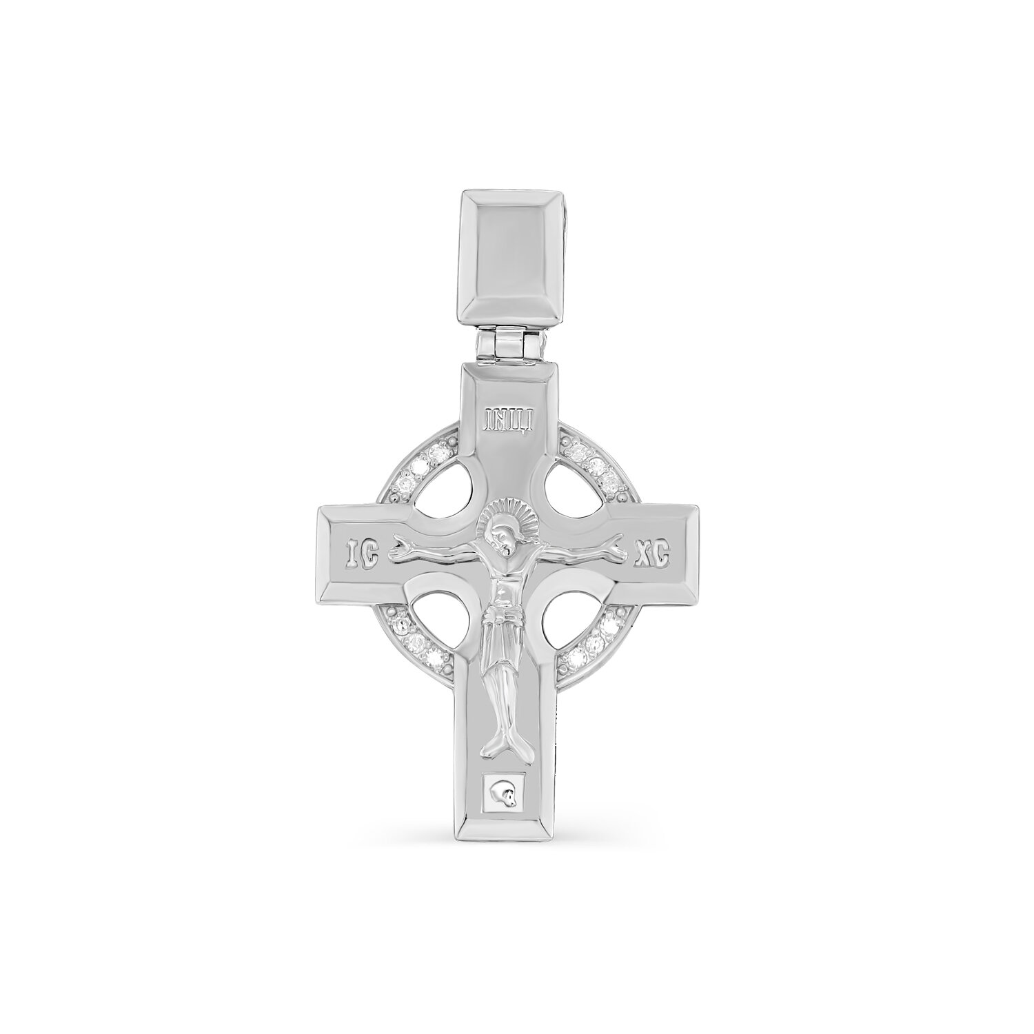 Крестик, белое золото, 585 проба, бриллиант