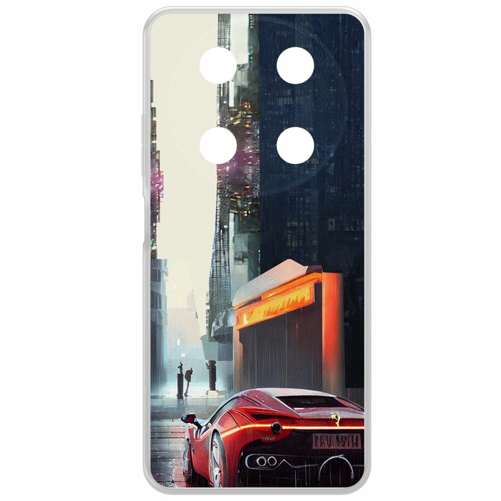 Чехол-накладка Krutoff Clear Case Сити для ITEL RS4, с рисунком, термопластичный полиуретан (TPU)