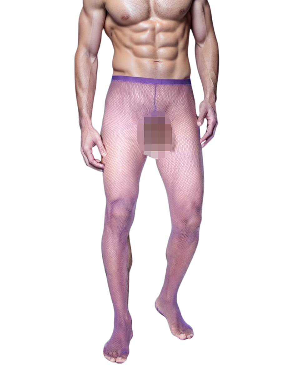 Мужские легинсы сетчатые фиолетовые с вырезом сзади LaBlinque LB15379 S/M (44-46)