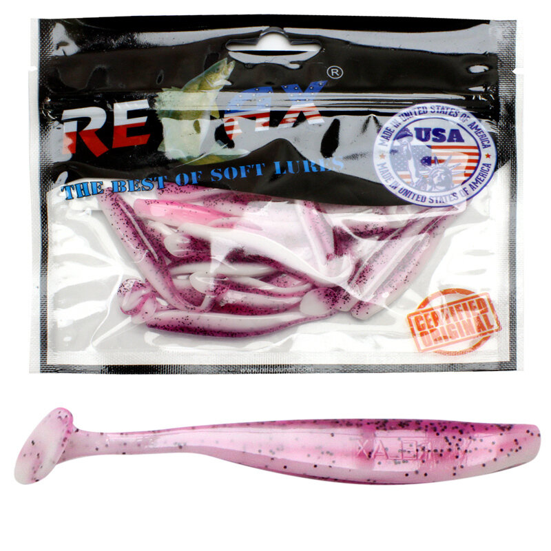 Мягкая силиконовая приманка риппер RELAX BASS 2,5 6,2cm 2,1g цвет L519 (White, Pink-black Glitter) 1 уп. по 15 шт.