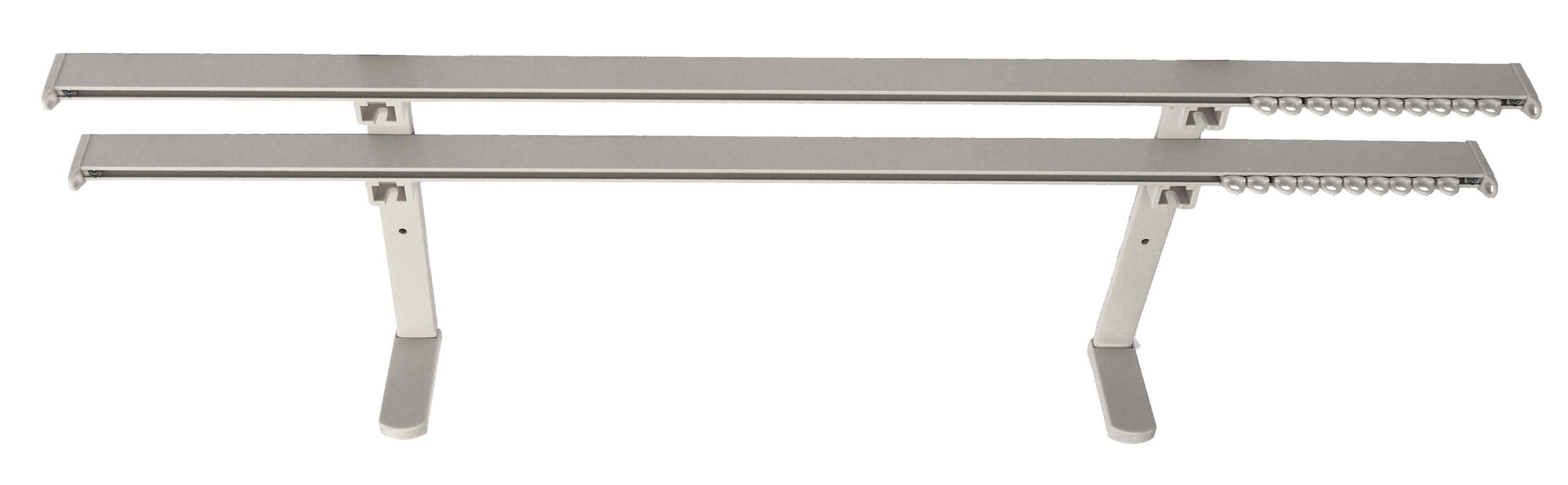 Профильный карниз для штор Симпл двухрядный серебряный металлик