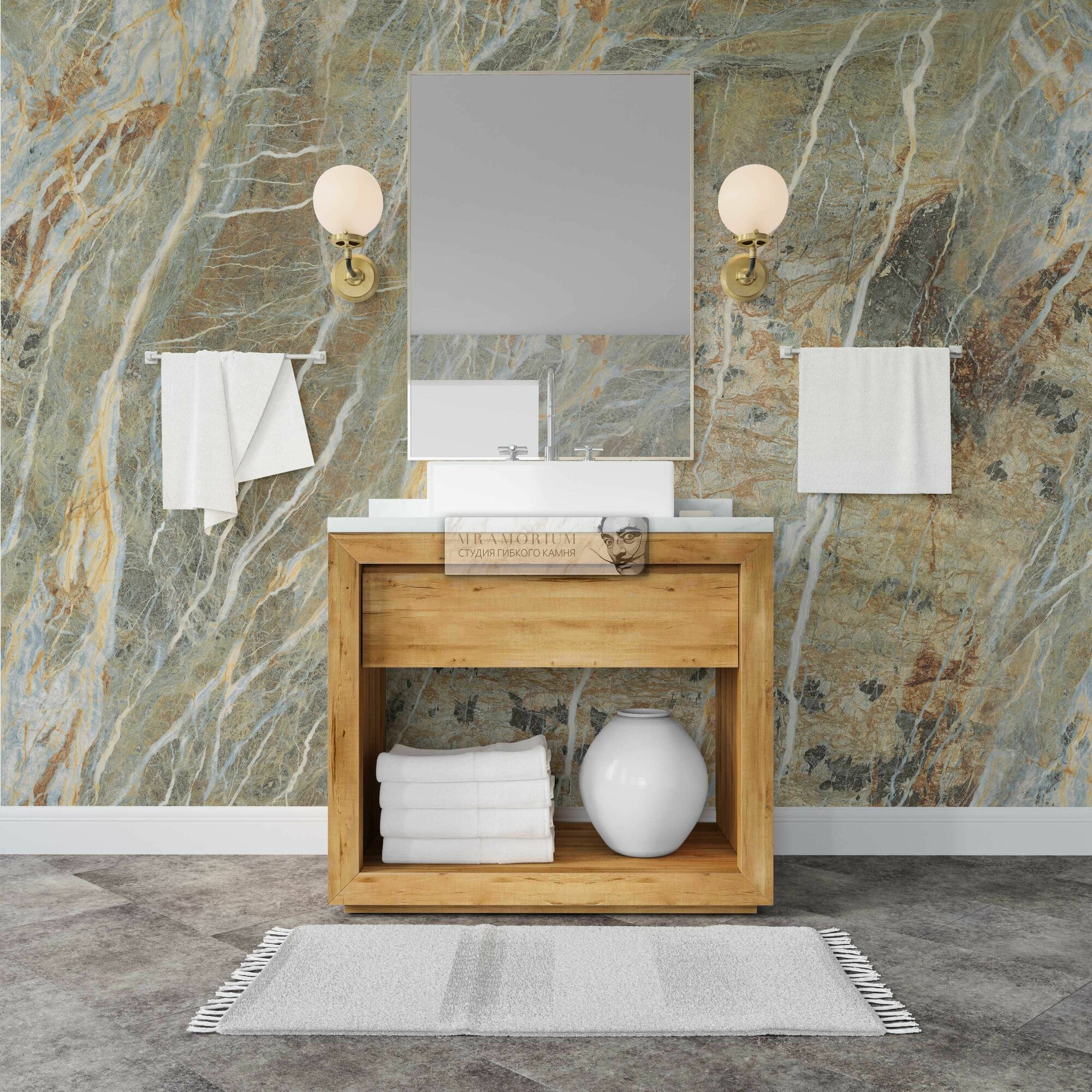 Гибкий мрамор "Ганимед" полотно №1; 1420х2850; 4,047 кв. м.