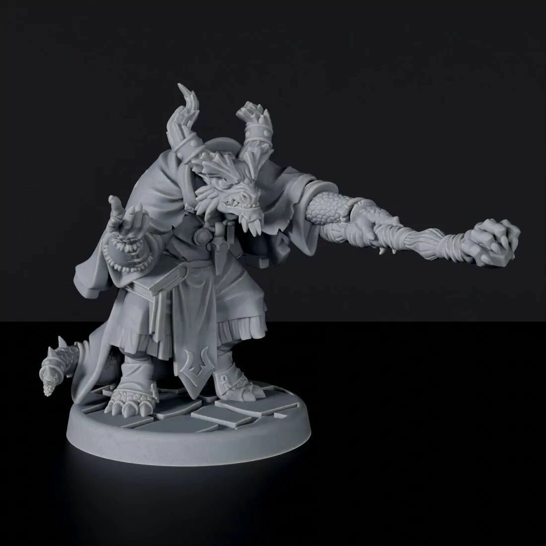 Миниатюра D&D 'Драконорожденный колдун с посохом' масштаб 32 мм (DnD, Dungeons & Dragons, ДнД, Подземелья и Драконы, Pathfinder)