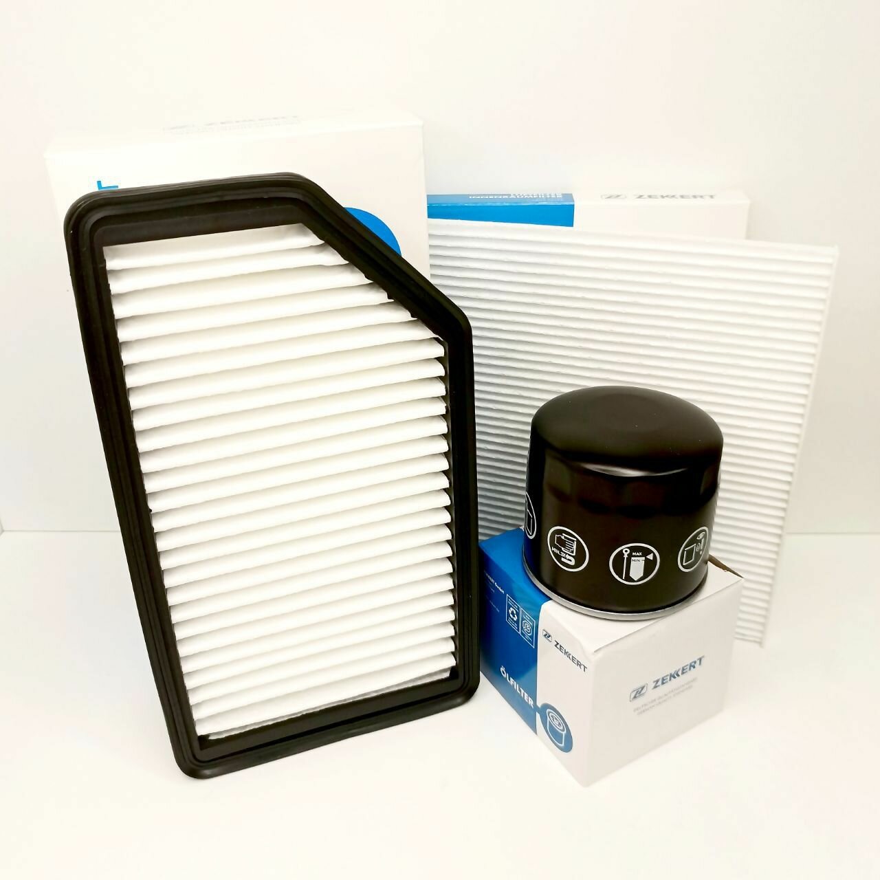 Фильтр воздушный + салонный + масляный комплект для Киа Рио Хендай Солярис (Kia Rio Hyundai Solaris) ZEKKERT