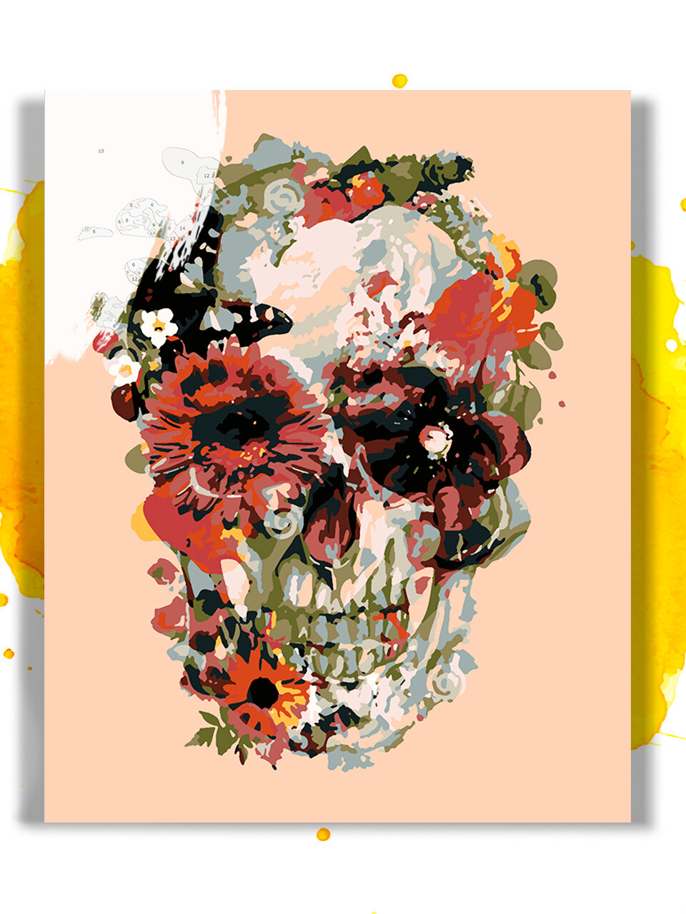 Картина по номерам на холсте Череп и цветы, 30 х 40 см