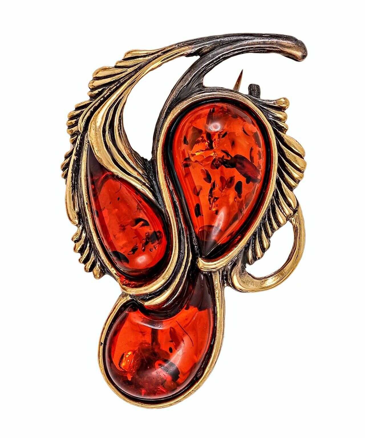 Брошь, янтарь