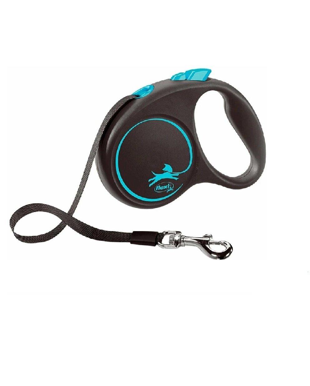 Flexi Рулетка Black Design S 5м до 15кг (ремень) черно-голубая