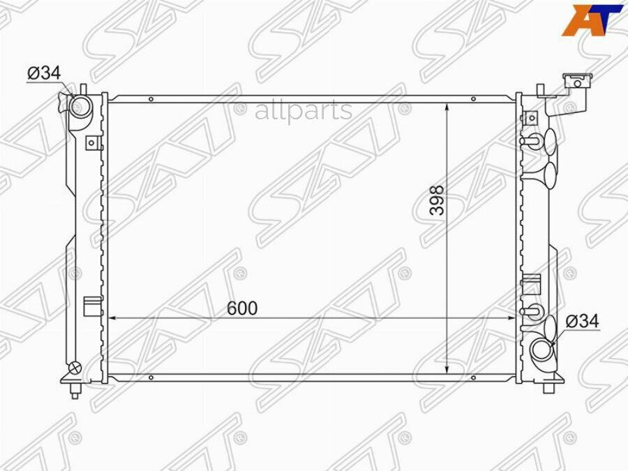 SAT SG-TY0002-240 Радиатор Toyota Allion (T240) 01-07 / Caldina (T240) 02-07 / Premio 01-07 / Wish 03-09