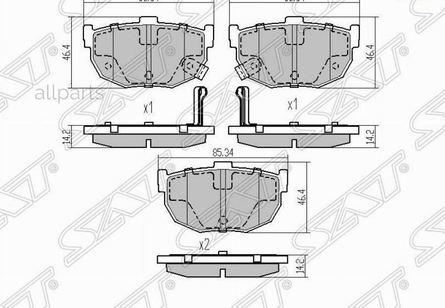 SAT ST-58302-2FA10 Колодки тормозные (Сзади) Hyundai Elantra 00-09 / Kia Cerato 04-10