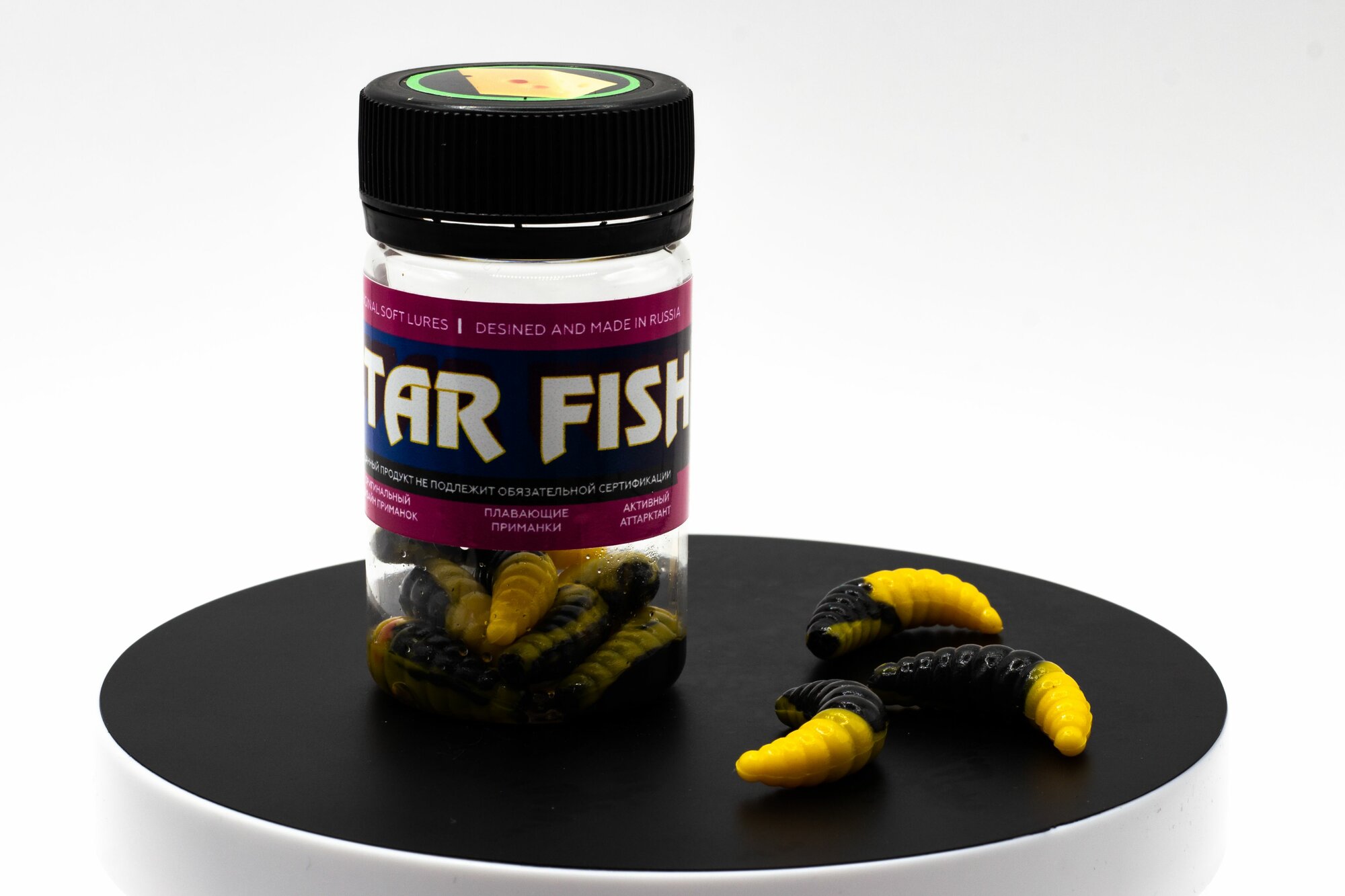 Форелевая силиконовая приманка Maggot 1.3. черно-желтый