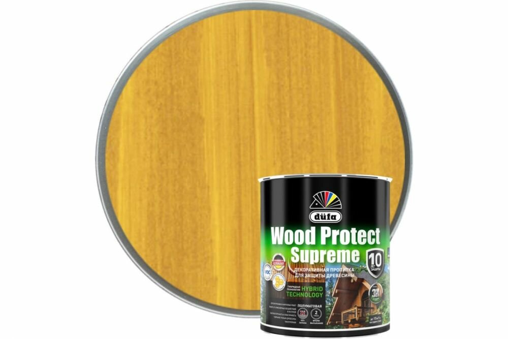 Пропитка по Дереву Dufa Wood Protect Supreme 9л Горная Сосна Гибридная для Внутренних и Наружных Работ / Дюфа Вуд Калор Суприм.
