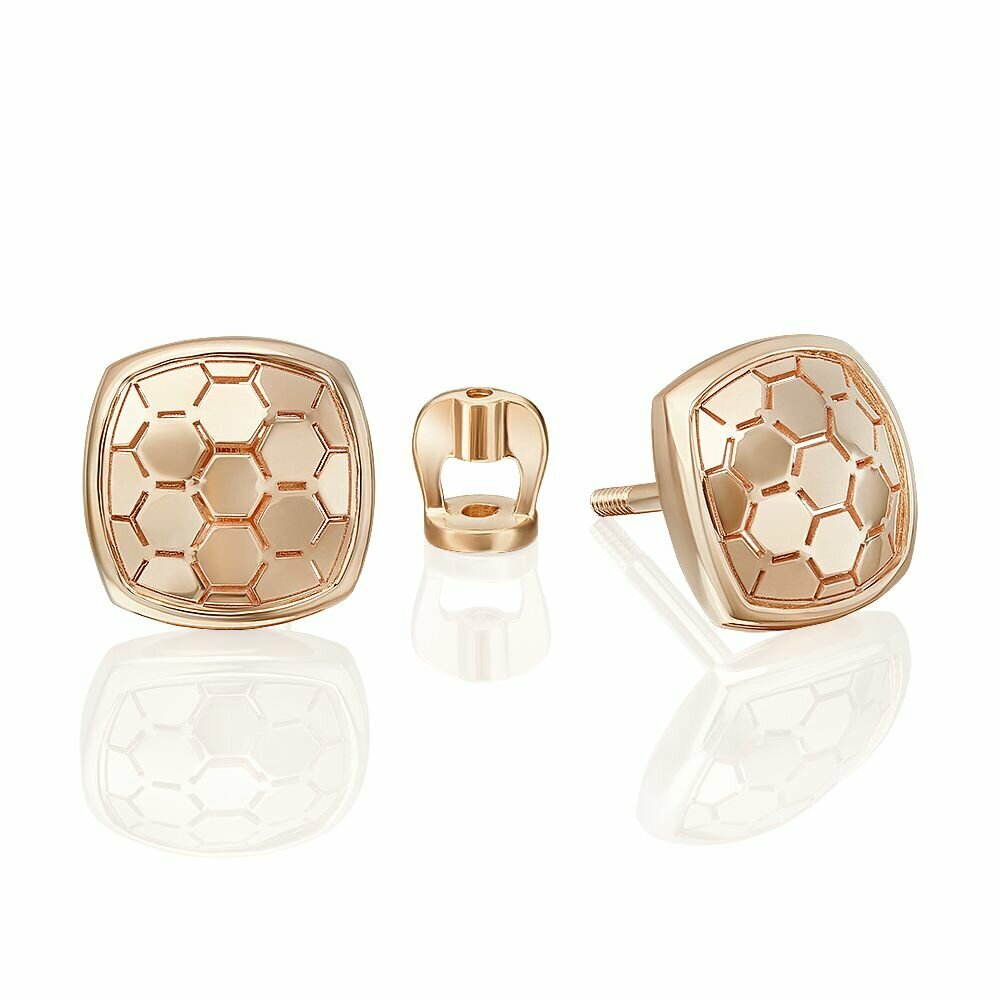 Серьги пусеты PLATINA, красное золото, 585 проба