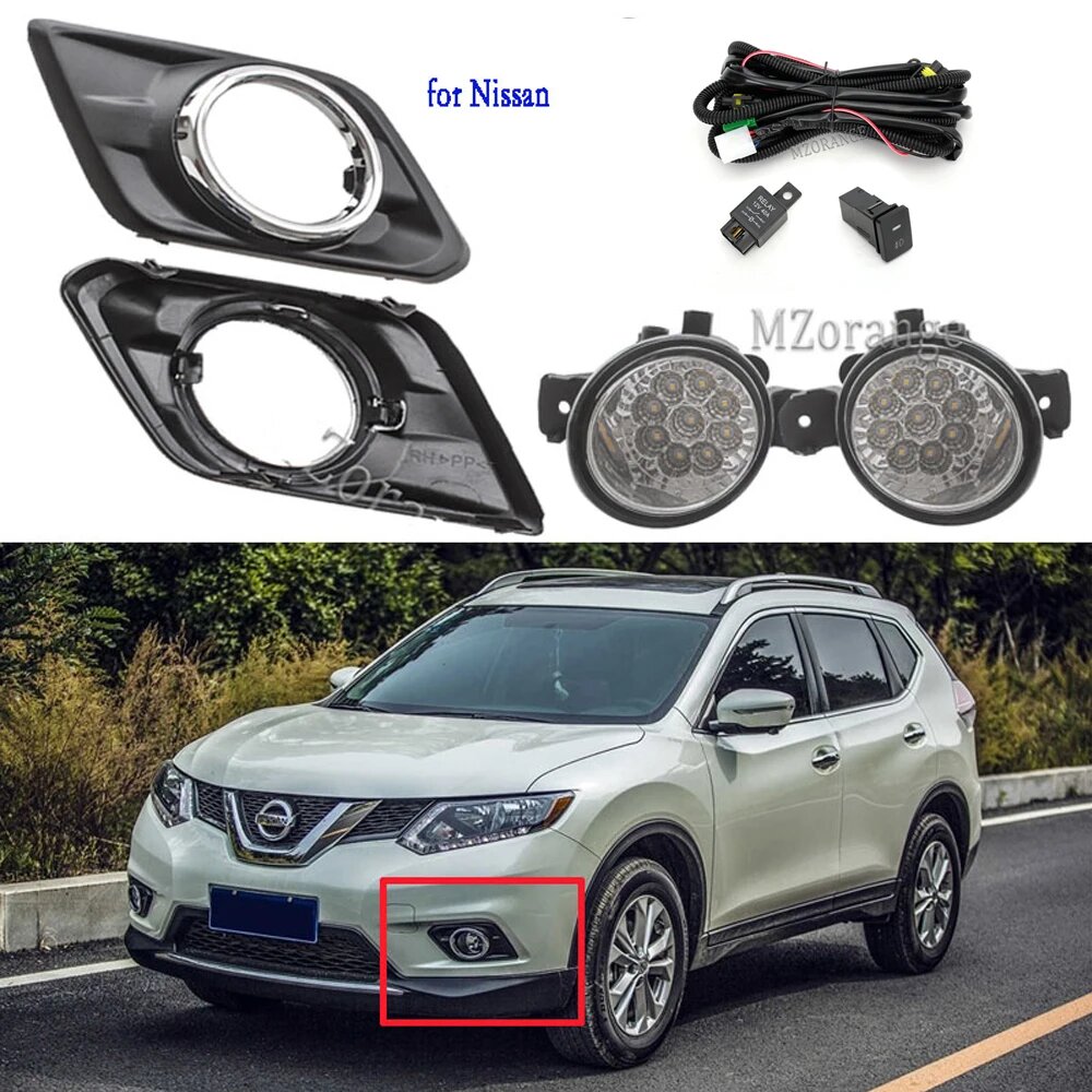 Światła przeciwmgielne do Nissan X-trail T32 X trail Rogue 2014-2016 Reflektor LED Przełącznik świateł przeciwmgielnych Wiązka Osłona Grill Zespół świateł przeciwmgielnych 1 set led