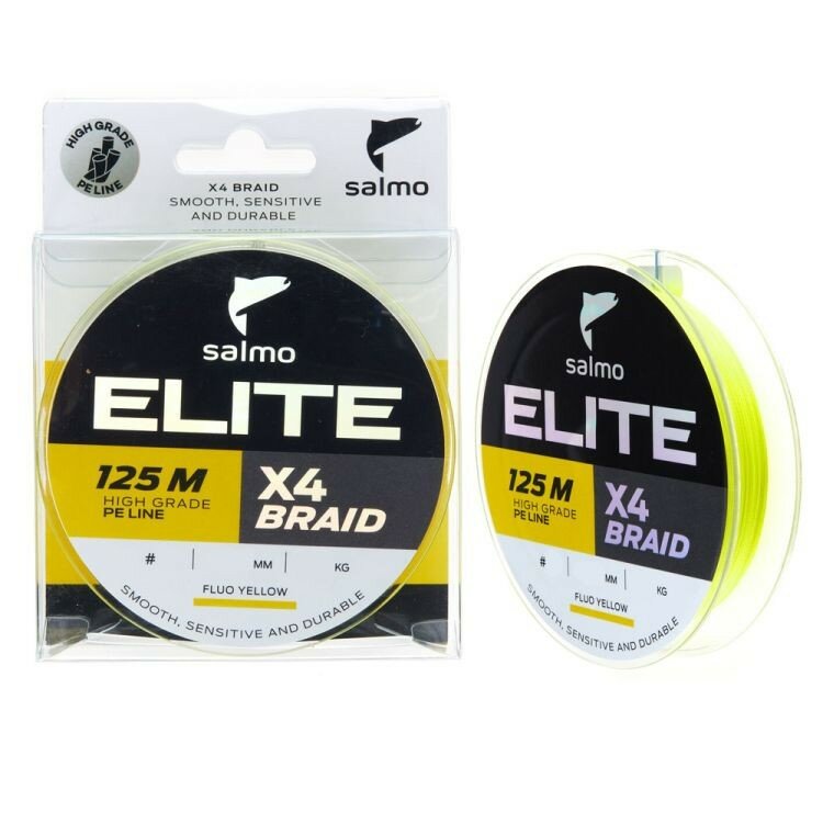 Плетеный шнур Salmo Elite х4 BRAID Fluo Yellow 125/010