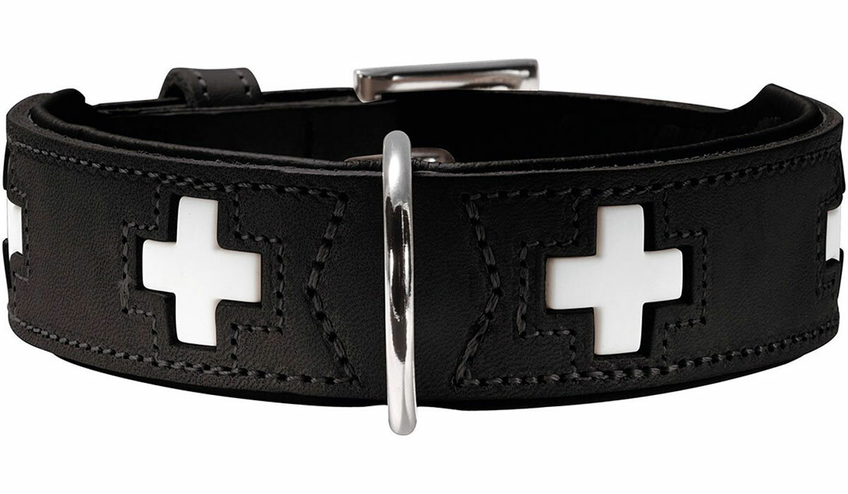 Ошейник для собак Hunter Swiss 55 кожа черный 35 мм 41 – 49 см NEW 1 шт