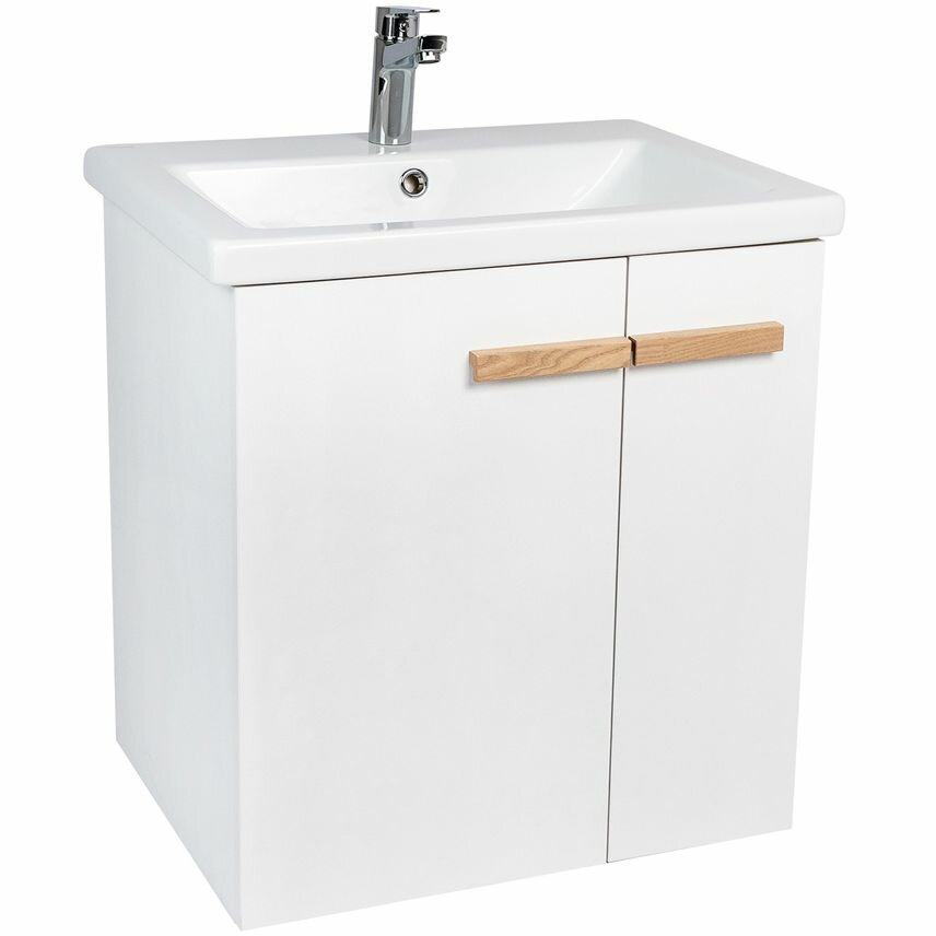Тумба Viant Мюнхен 60, VMUN60COBEL-T2STP 620х560х430 подвесная, 2дв, белая (под раковину COMO 60)
