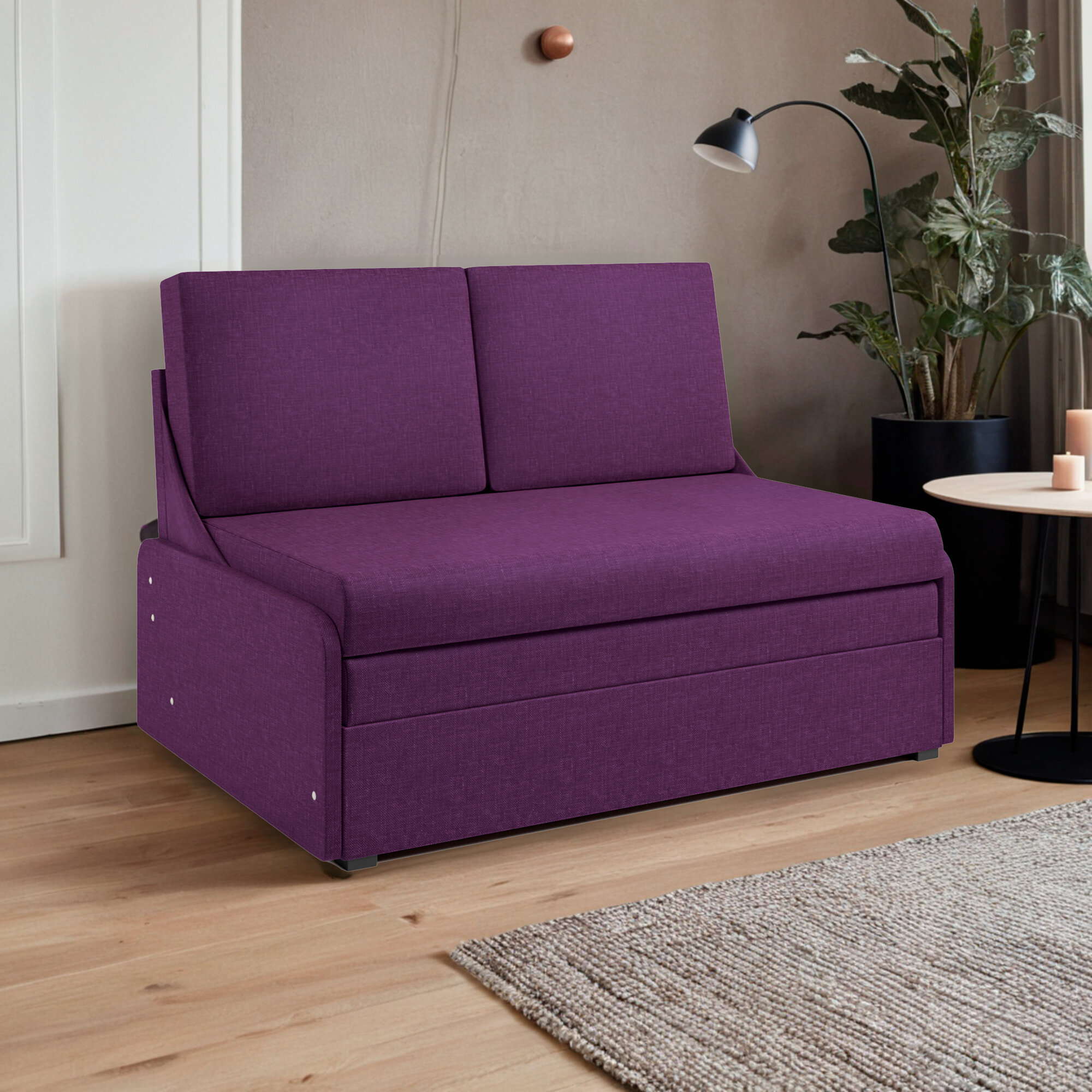 Диван-кровать Уют-2, 128х85х85 см, раскладной, прямой, фиолетовый