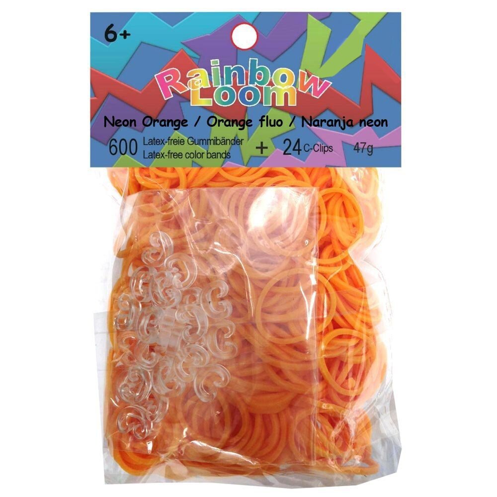 Резинки для плетения браслетов Rainbow Loom Неон Оранжевый, Neon Orange (B0021)
