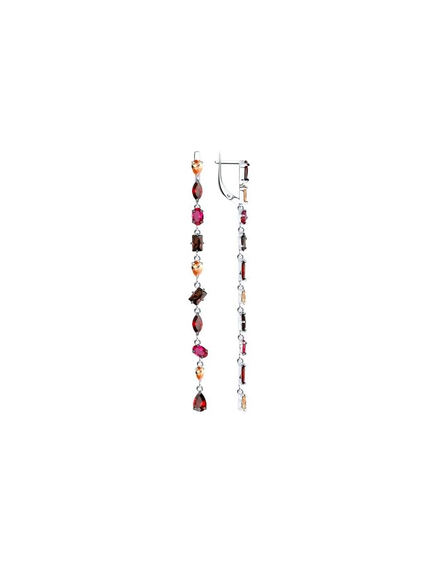 Серьги с подвесками, серебро, 925 проба, родирование, рубин синтетический