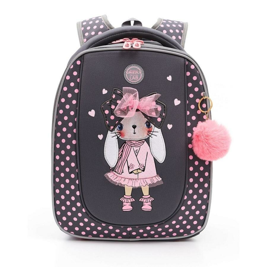 Ранец школьный формованный GRIZZLY с анатомической спинкой, на ножках, для девочки RAf-292-3/2
