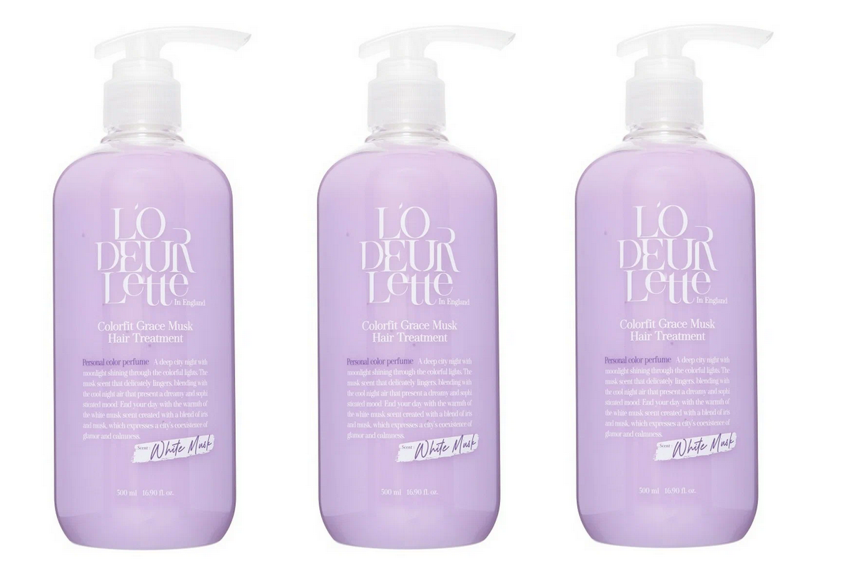 Парфюмированная маска для волос LODEURLETTE c ароматом белого мускуса, In England Colorfit Grace Musk Hair Treatment, 500 мл - 3 штуки