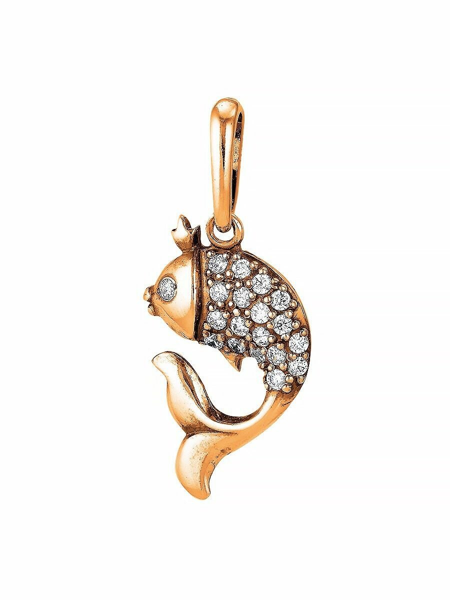 Подвеска, серебро, 925 проба, золочение, фианит