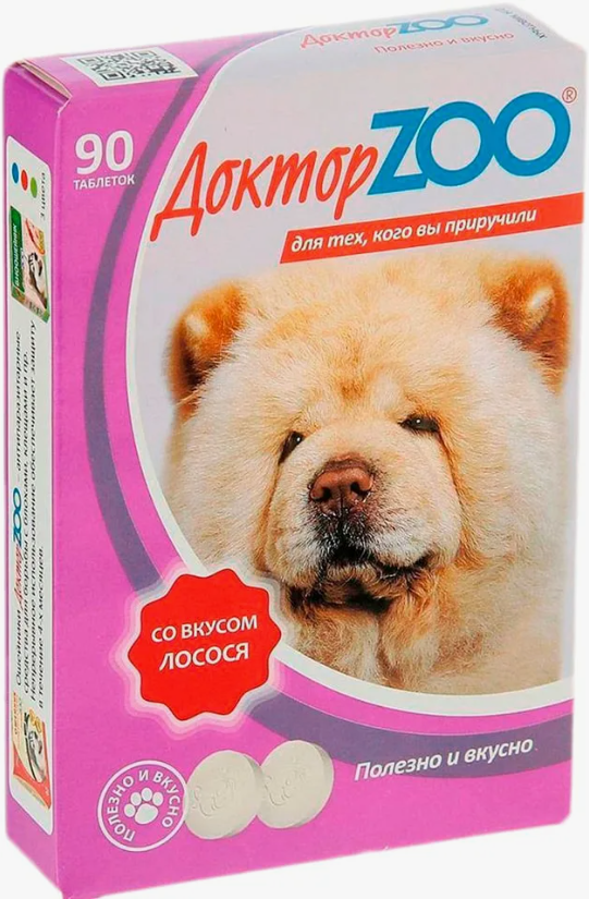 Мультивитаминное лакомство для собак Доктор ZOO cо вкусом лосося, 90 шт