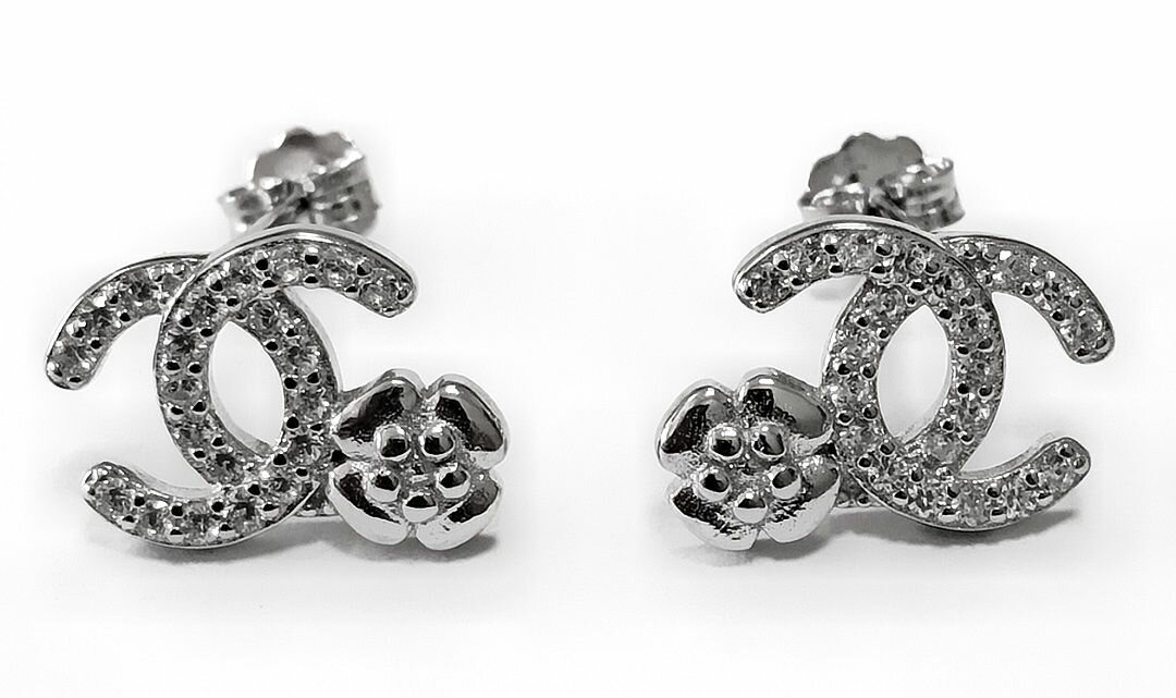 Серьги пусеты серебро, 925 проба, фианит