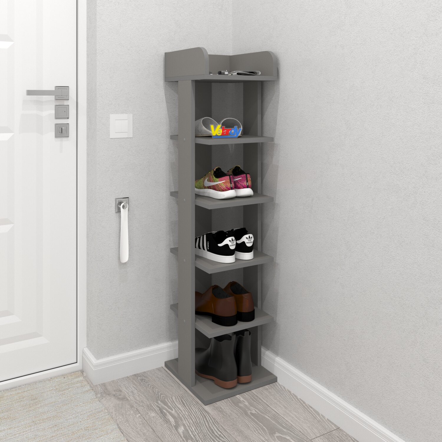 Обувница Velardy "Shoes Save Vertical" , 30x32x120 см, серый