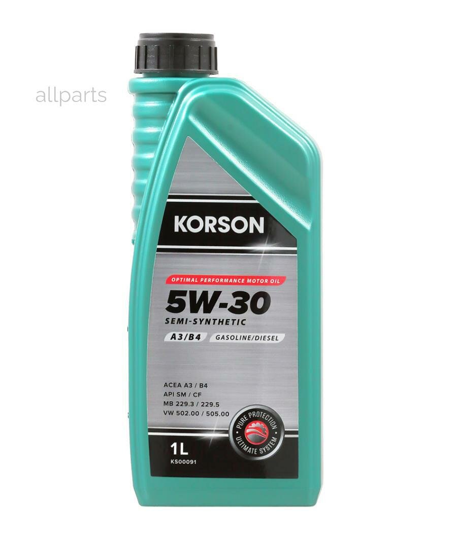 KORSON KS00091 5W-30 SEMI SYNTHETIC A3/B4 1л (полусинт. мотор. масло)