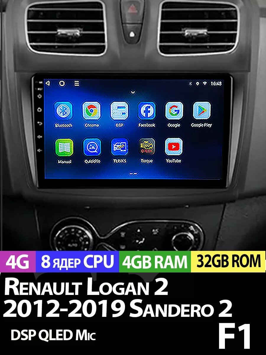 Магнитола TS18 PRO Renault Logan 2 2012-2019 Sandero 2 4/32Gb, Bluetooth, FM/AM, GPS
