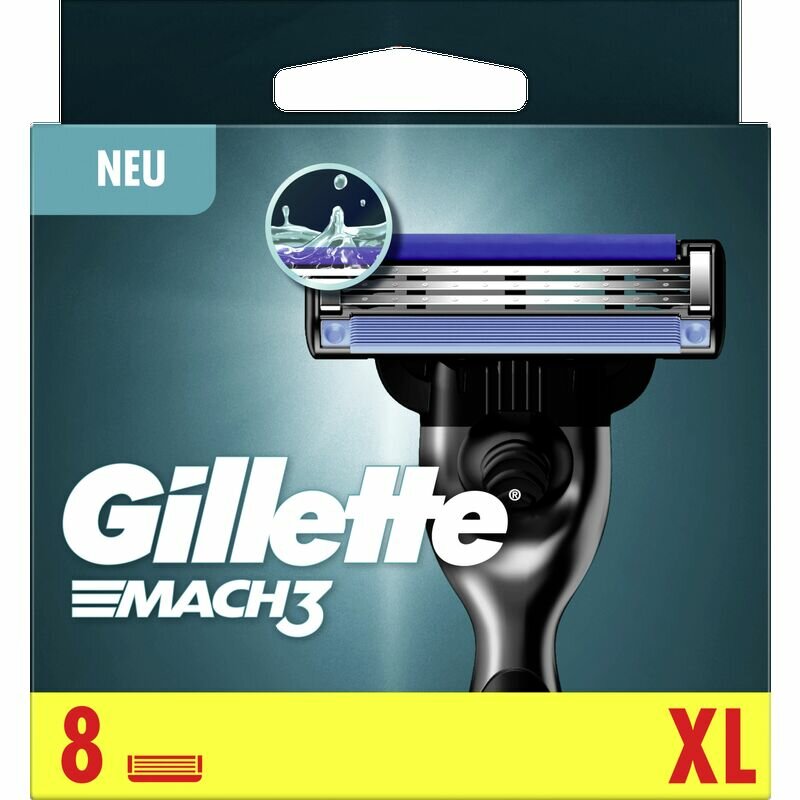 Сменные кассеты для бритвы Gillette Mach 3 XL с 3 лезвиями, 8 штук