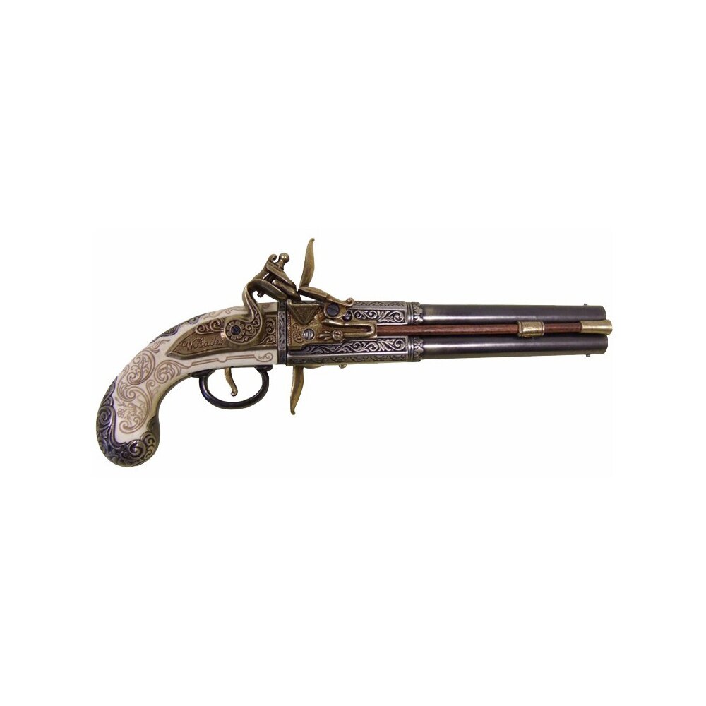 Denix DE-1264 Пистоль роловер 2-х ствольный , англия 1750 г, denix