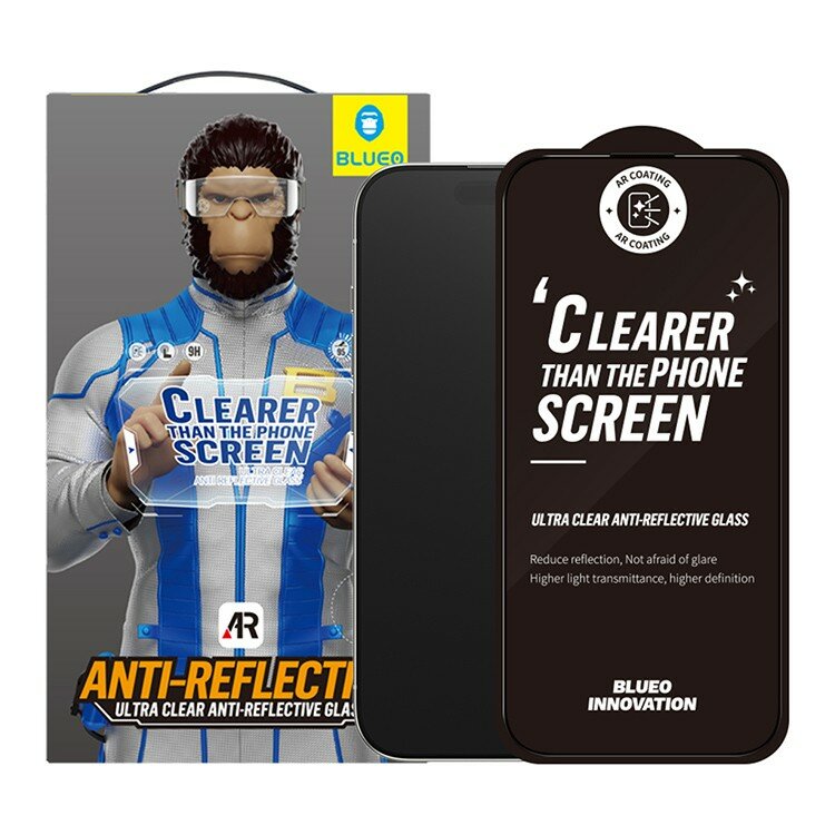 BlueO стекло антибликовое для iPhone 16 Pro - AR Anti-reflective Black (ультра-прозрачное)