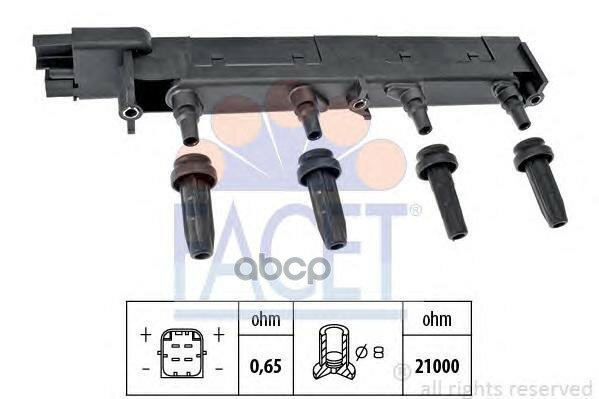 Катушка зажигания CITROEN C5 I BREAK 1.8 16V 09, 04 Facet арт. 96308