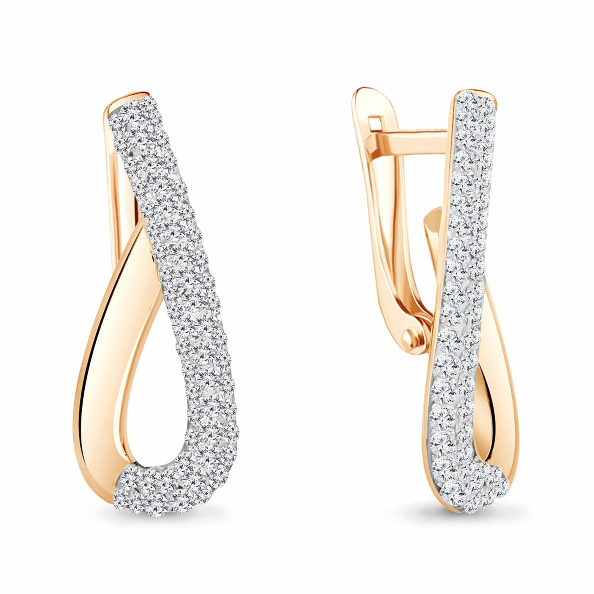 Серьги, красное золото, 585 проба, кристалл